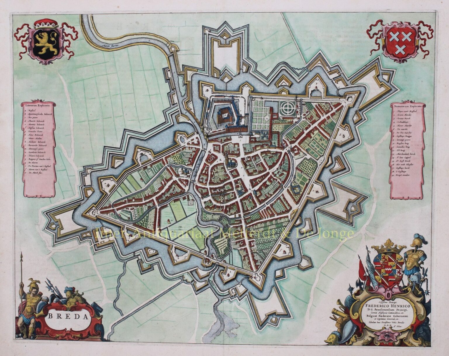 rare antique map Breda original engraving 17th century cartography