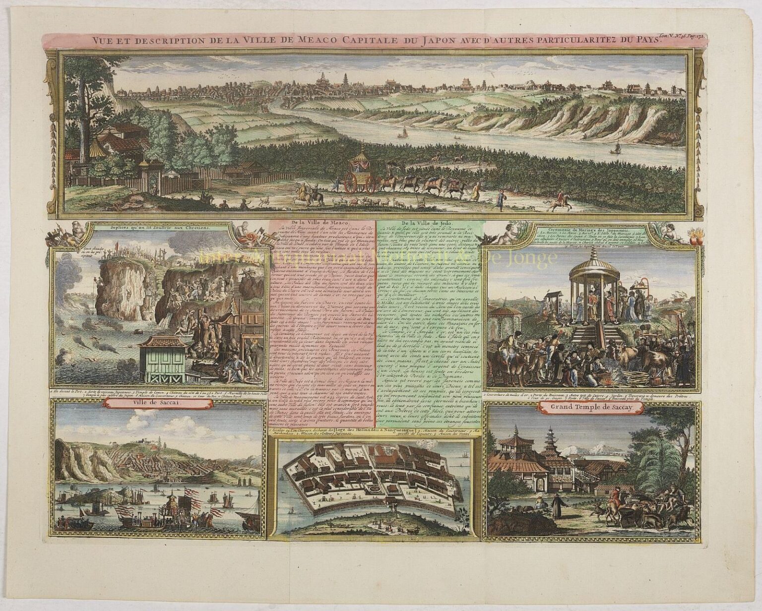 antique engraving Japan Dutch East India Company Deshima Nagasaki