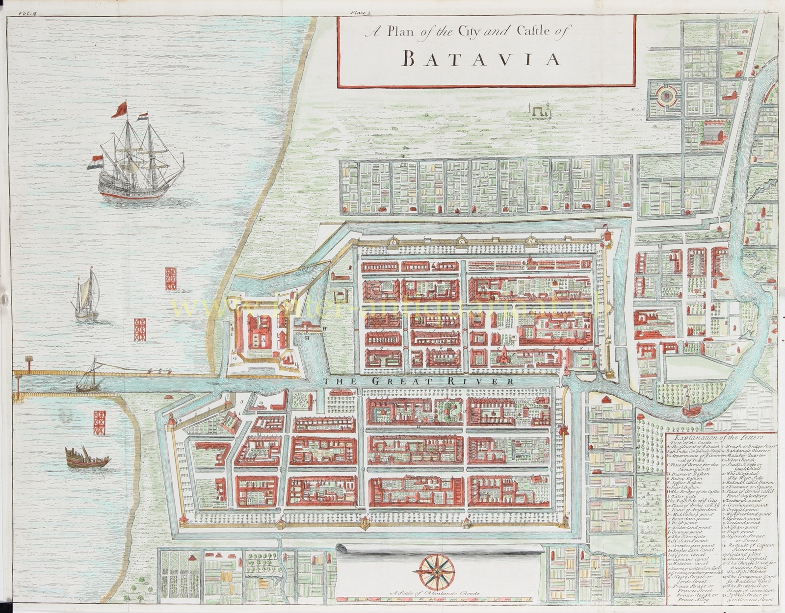 antique map Jakarta old Batavia Indonesia history VOC