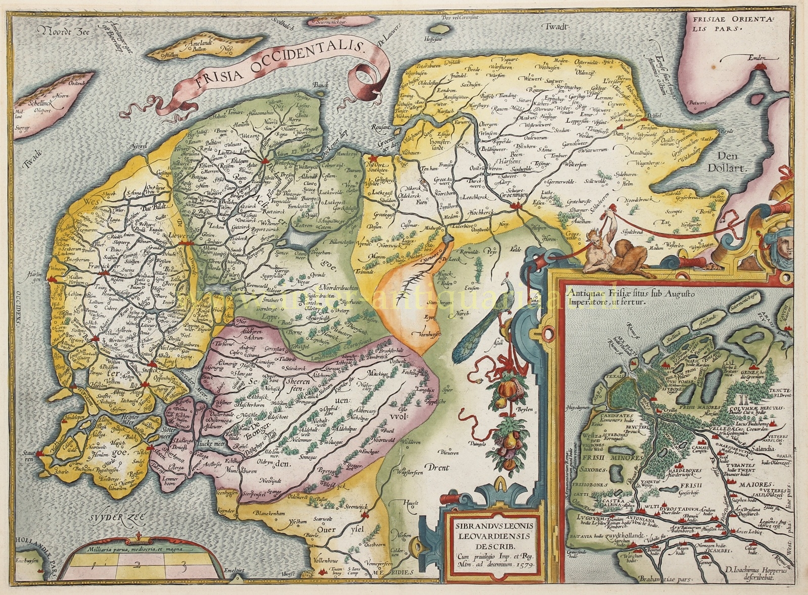 old map Friesland Groningen original 16th century engraving