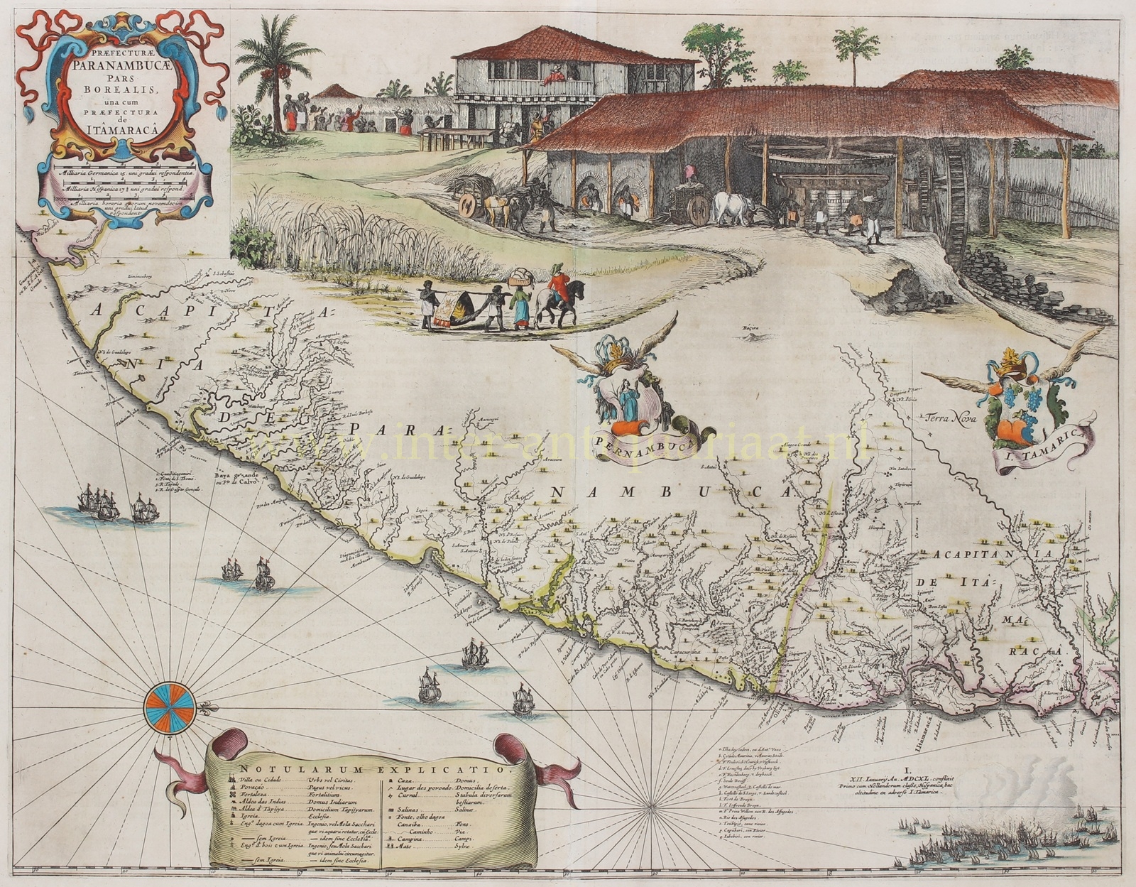 old map Dutch Brazil West India Company WIC John Maurice of Nassau
