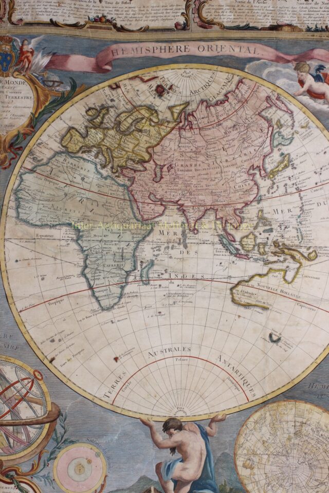 rare antique wall map original engraving old print 18th century history