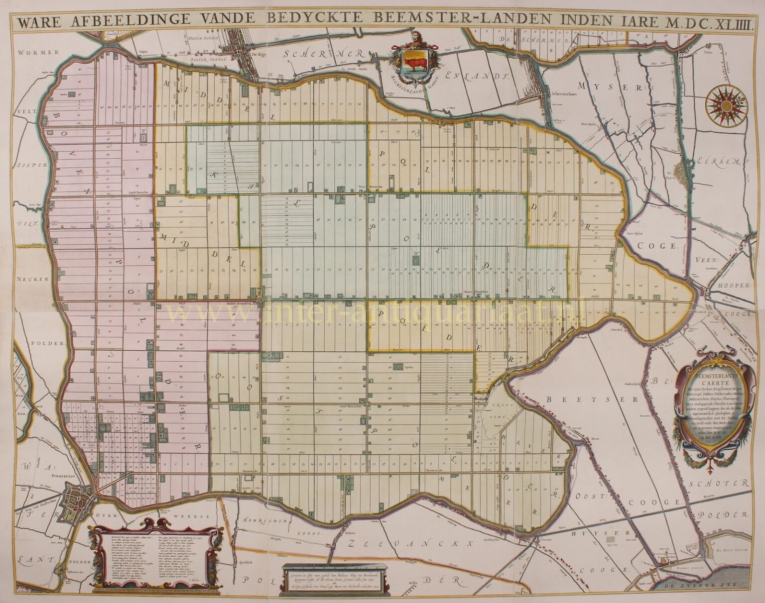oude kaart De Beemster polder geschiedenis droogmakerij 17e eeuw