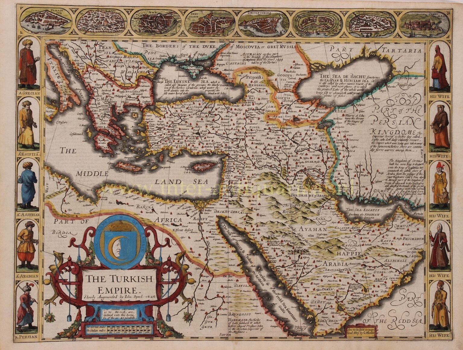 Ottomaanse Rijk kaart originele 17e-eeuwse gravure geschiedenis Turkije