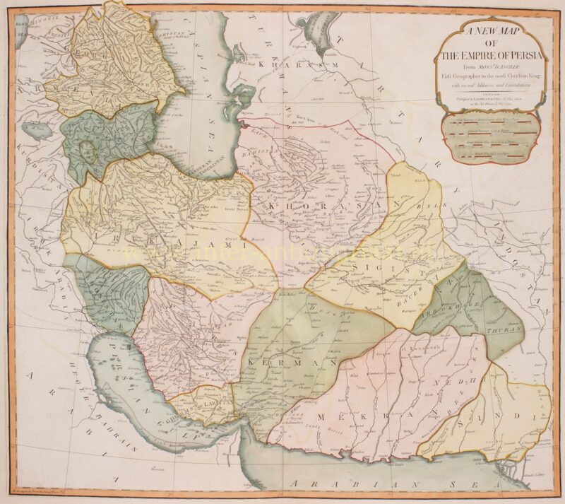 oude kaart Perzische Rijk 18e-eeuw originele gravure Perzië