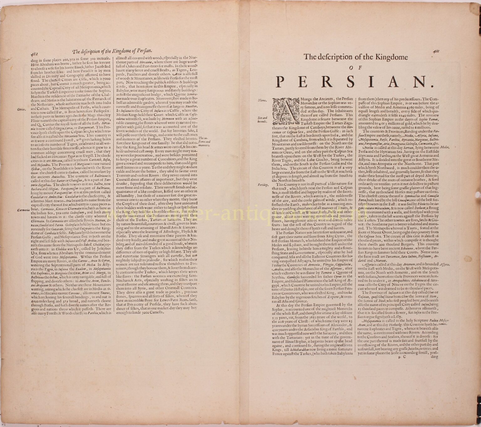 old persia map oude kaart Perzische Rijk Perzië Iran 17e eeuw